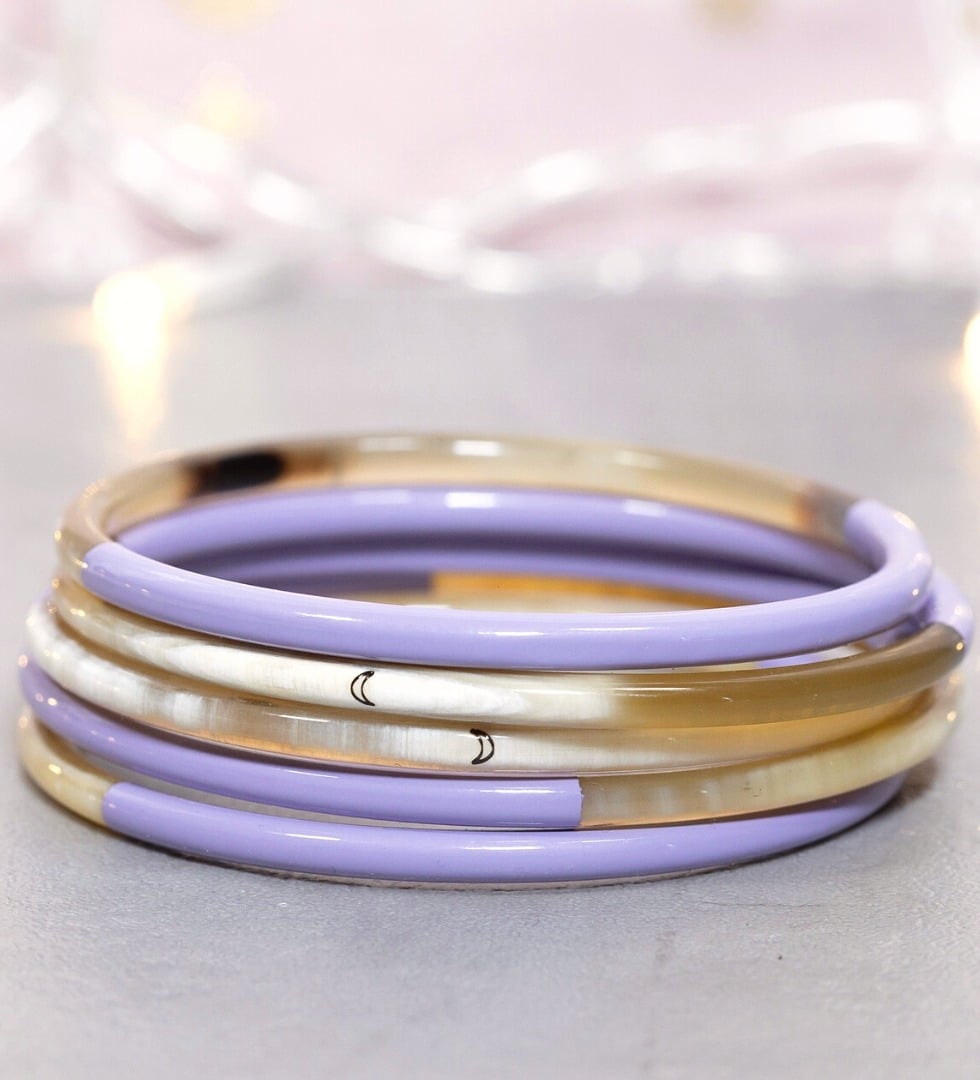 Bracelet corne Violet pastel n°18 - 3mm - bracelet a message fait main ...